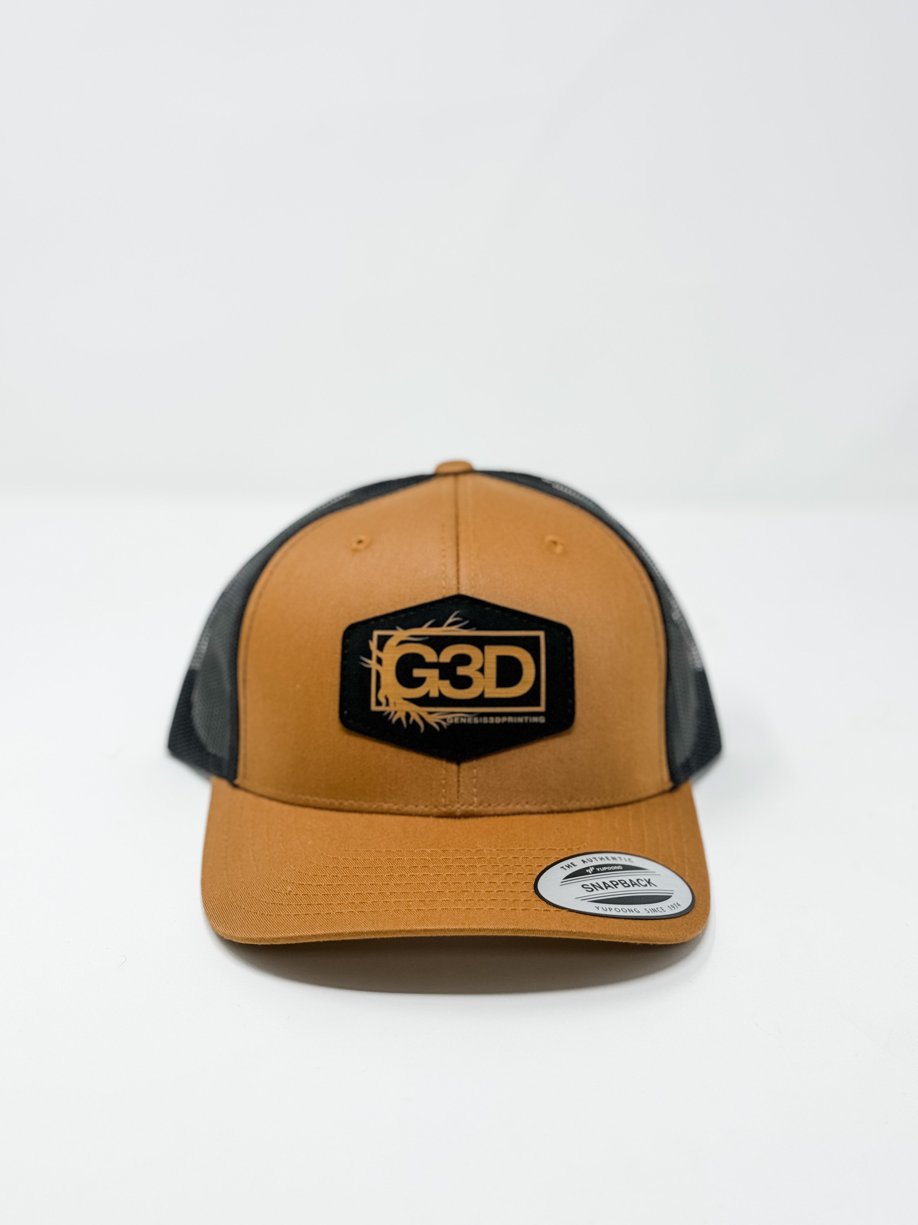 G3D Leather Patch Hat [Caramel and Black] – Genesis 3D Printing, LLC