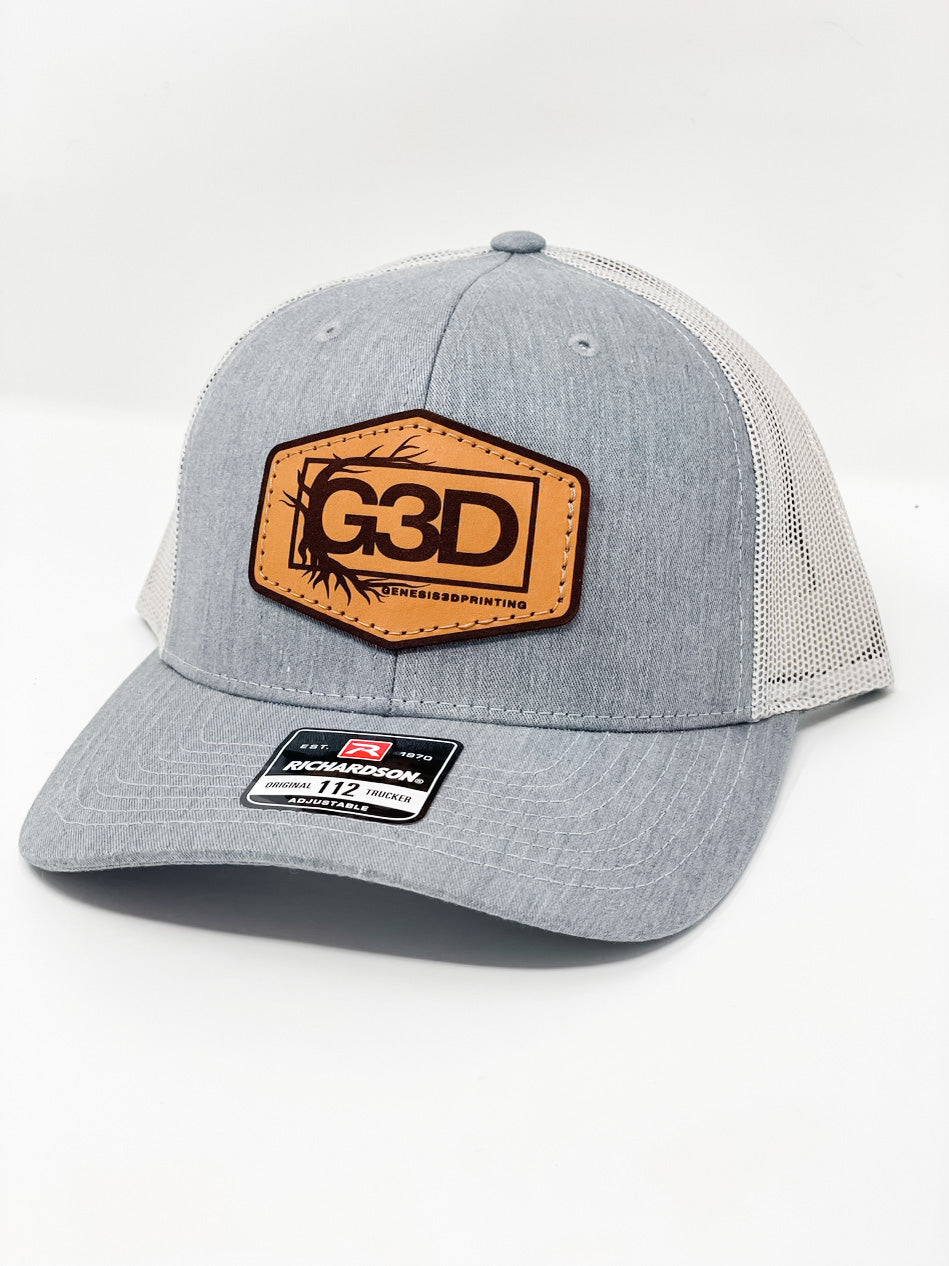 G3D Leather Patch Hat [Heather Gray and White] – Genesis 3D Printing, LLC